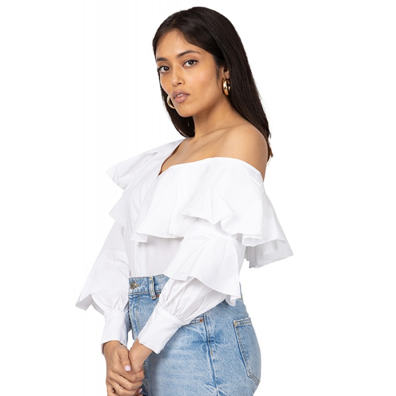 Dropping Shoulder Ruffle Shirt